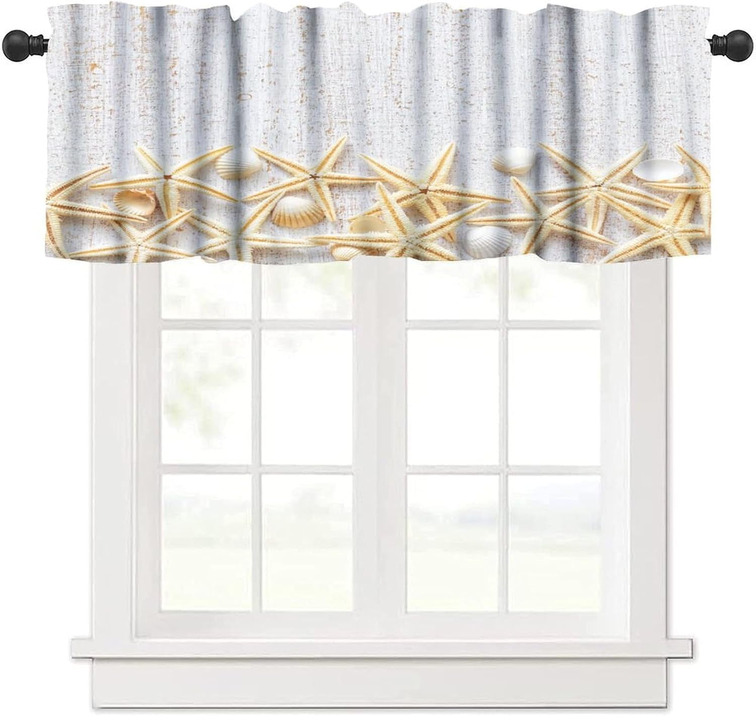 Retro Seashell Window Valance Summer Starfish Seashell Beach Short ...