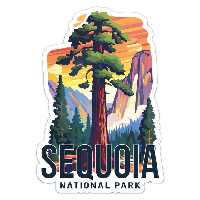 Retro Sequoia National Park Sticker Phone Decal Water Bottle Stickers ...