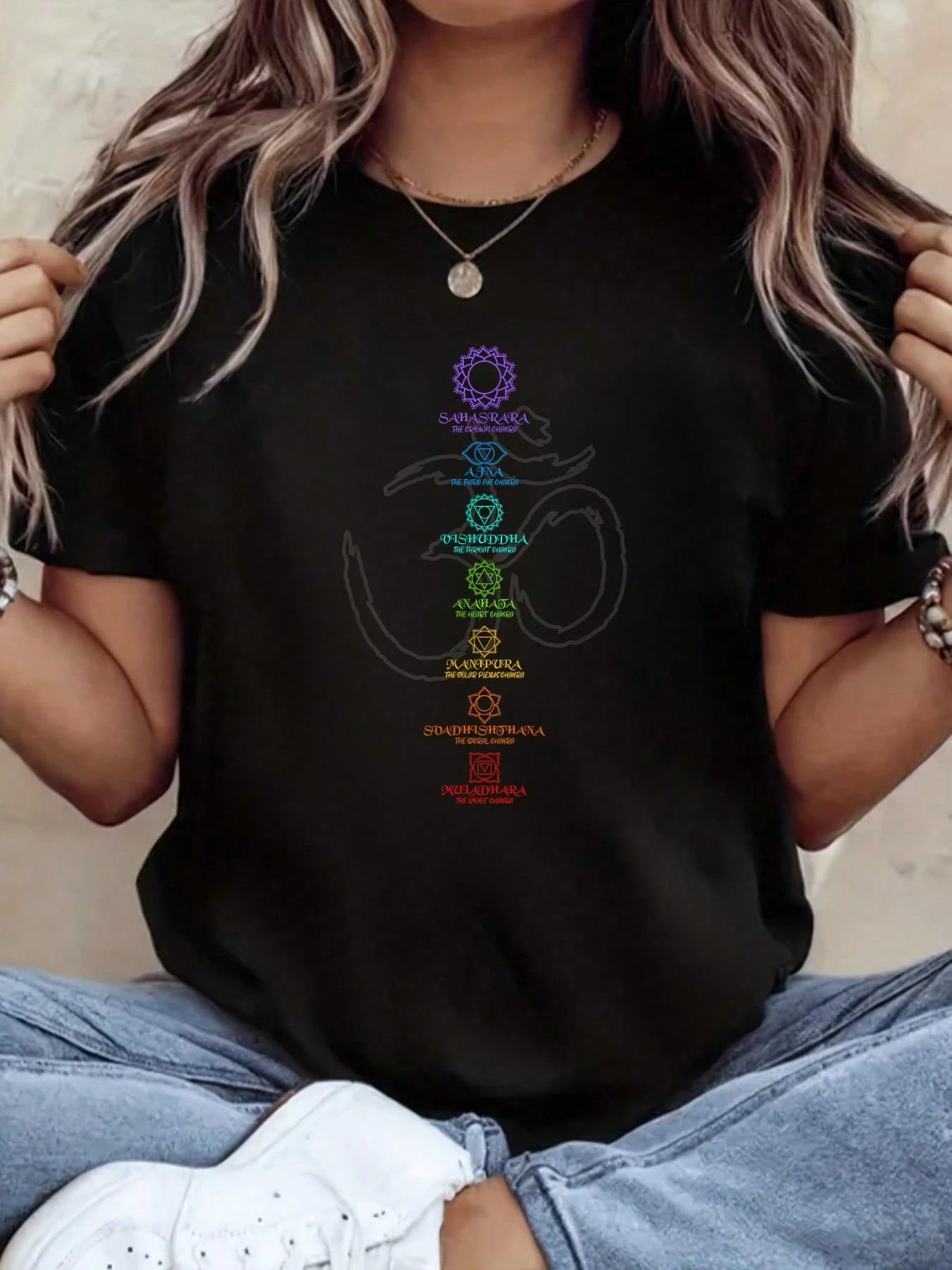 Retro Seven Chakras Yoga Meditation Graphic T-Shirt Spiritual Zen ...