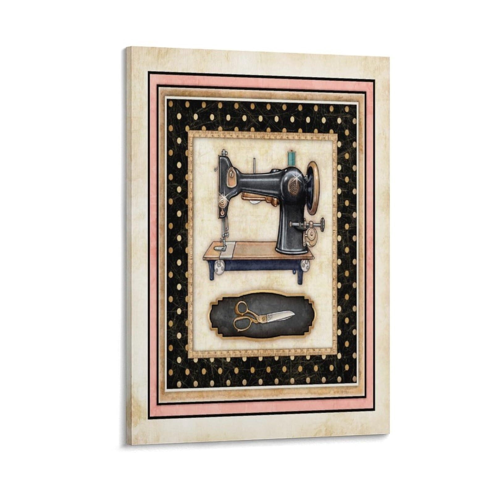 Retro Sewing Machine Vintage Design Poster Home Canvas Wall Decoration ...