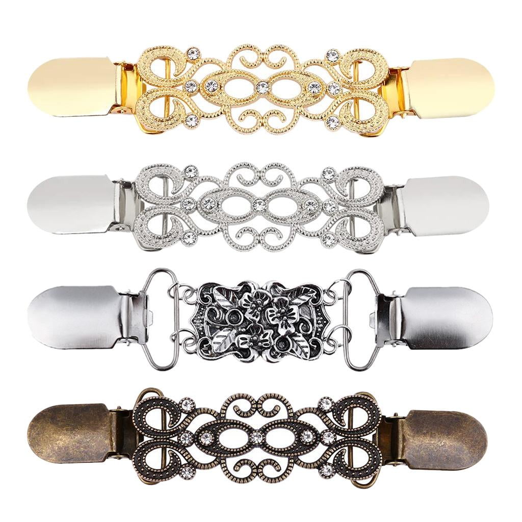 Retro Shawl Clips With Chain - Pack Of 4 - Sweater Clips Clasp, s ...