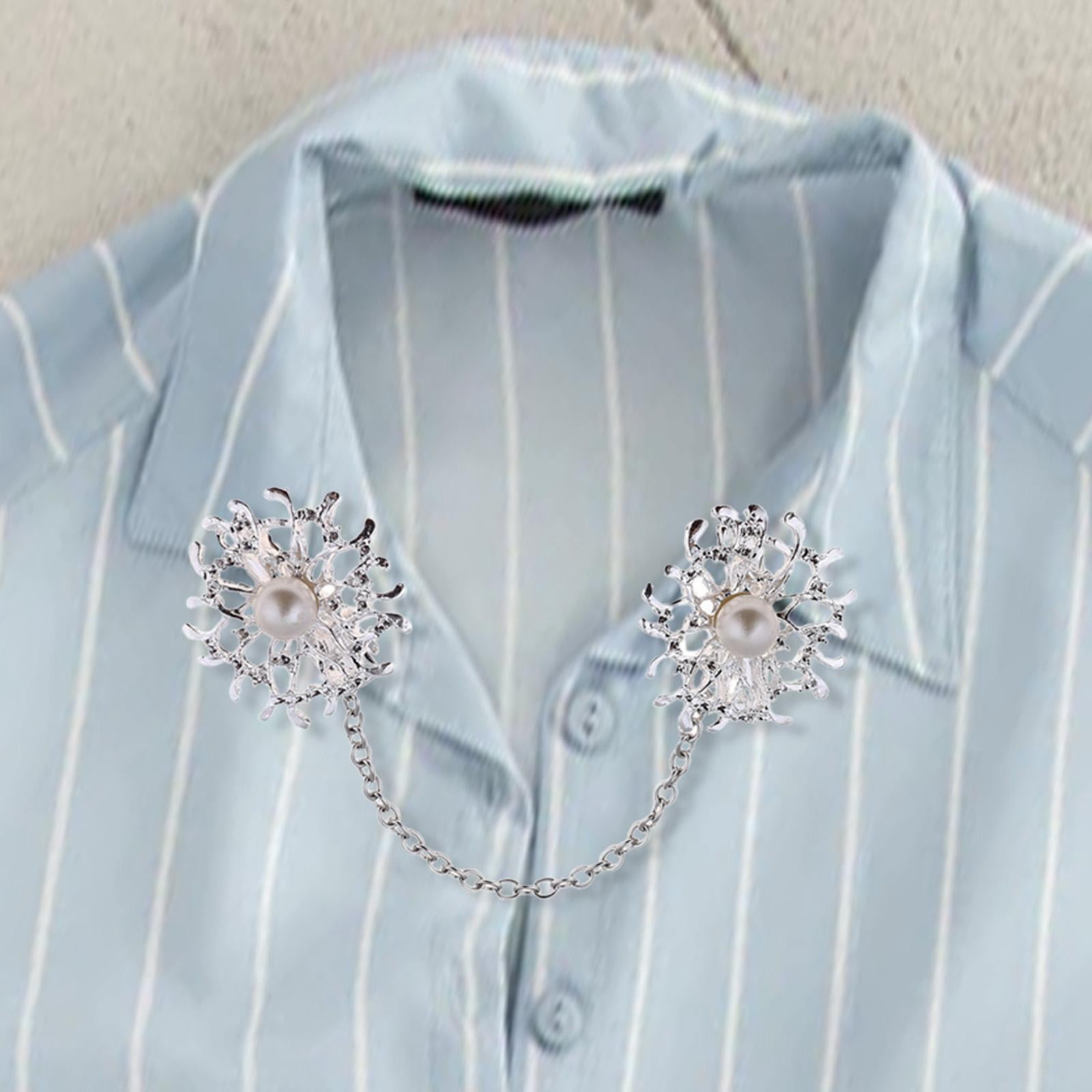 Retro Shawl Clips with Chain - Cardigan Sweater Clips Clasp, Pearls ...