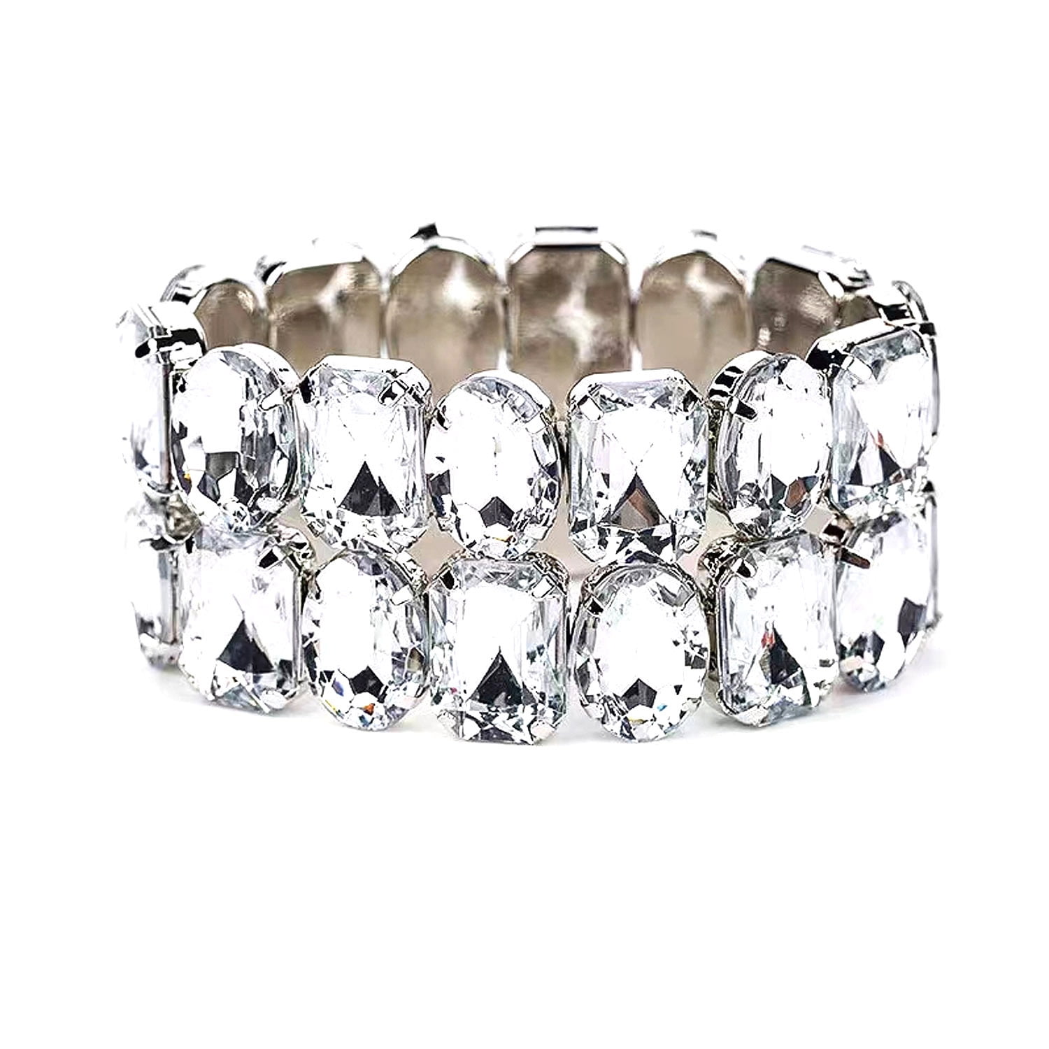 Retro Shining Big Crystal Rhinestone Chain Elasticity Stretch Bracelets ...