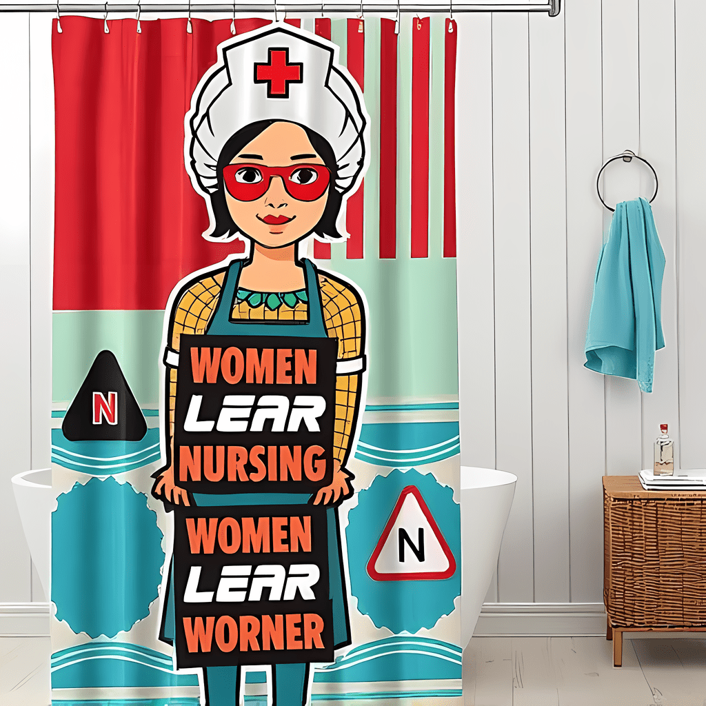 Retro Shower Curtain - Vintage 1950s Style with Humorous Signs - Bold ...