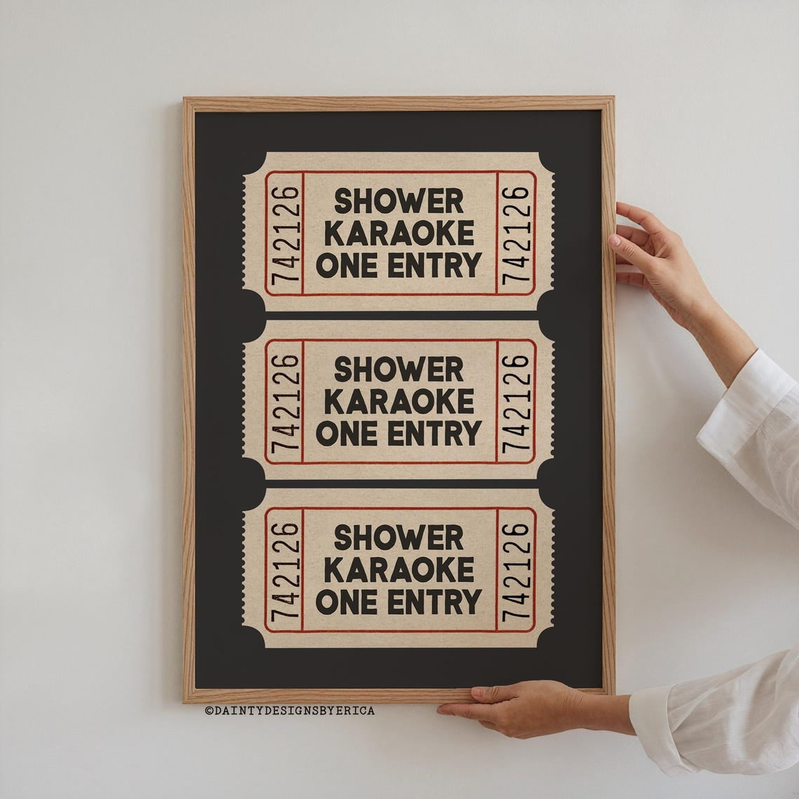 Retro Shower Karaoke Ticket Bathroom Art, Unframed Paper Print Size ...