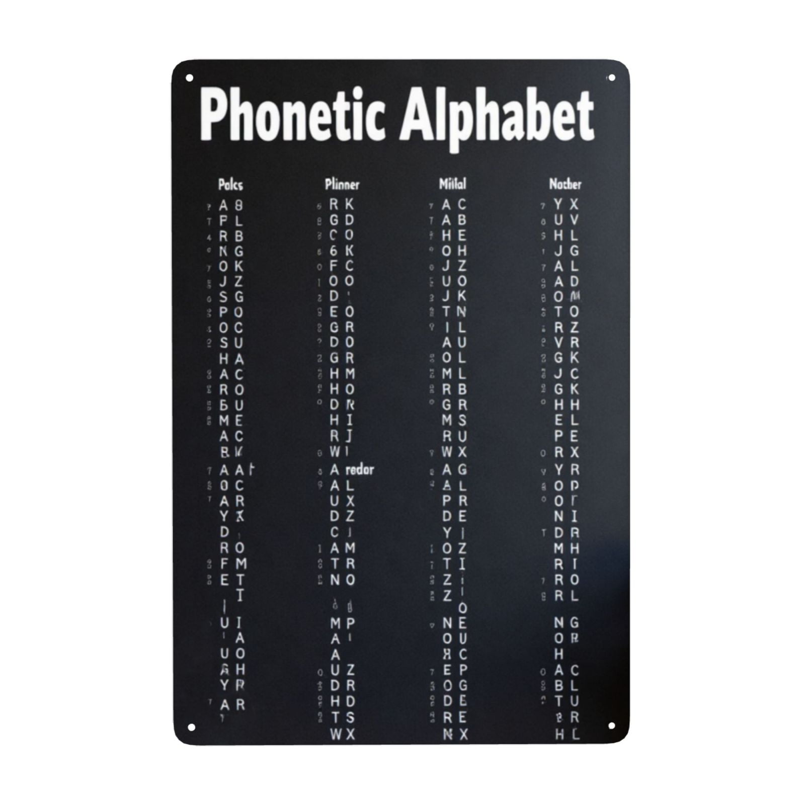 Retro Sign Rustic Decor Vintage Tin Sign Phonetic Alphabet ...