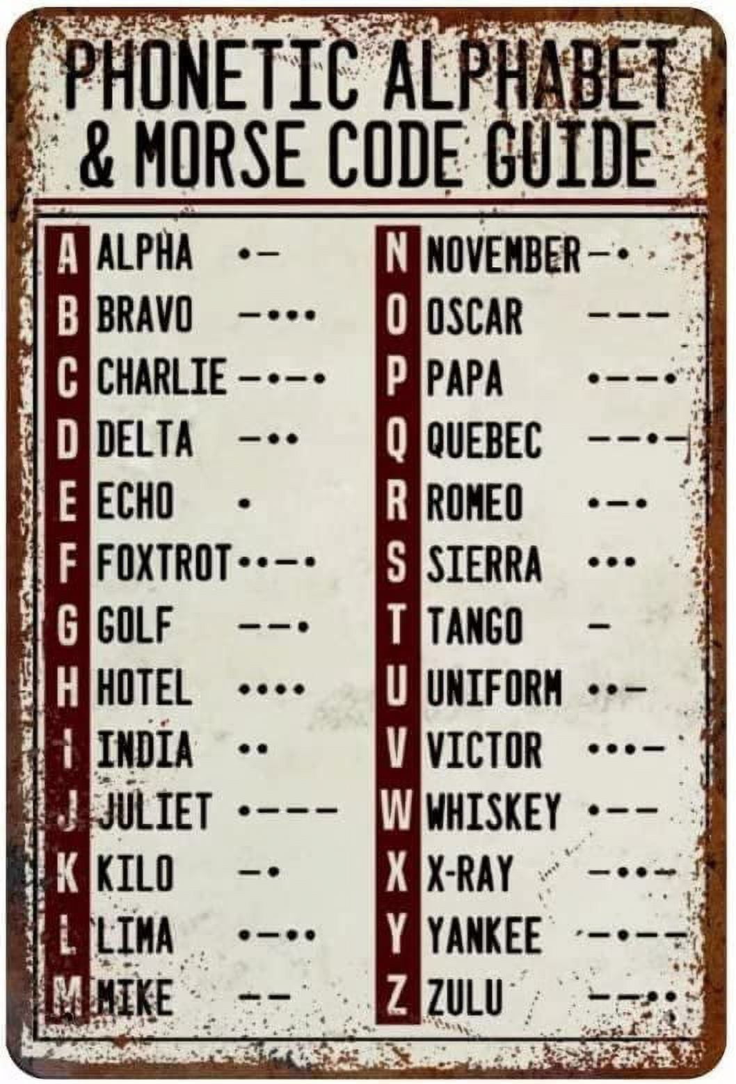 Retro Sign Tin Sign Phonetic Alphabet Metal Tin Sign Morse Code ...