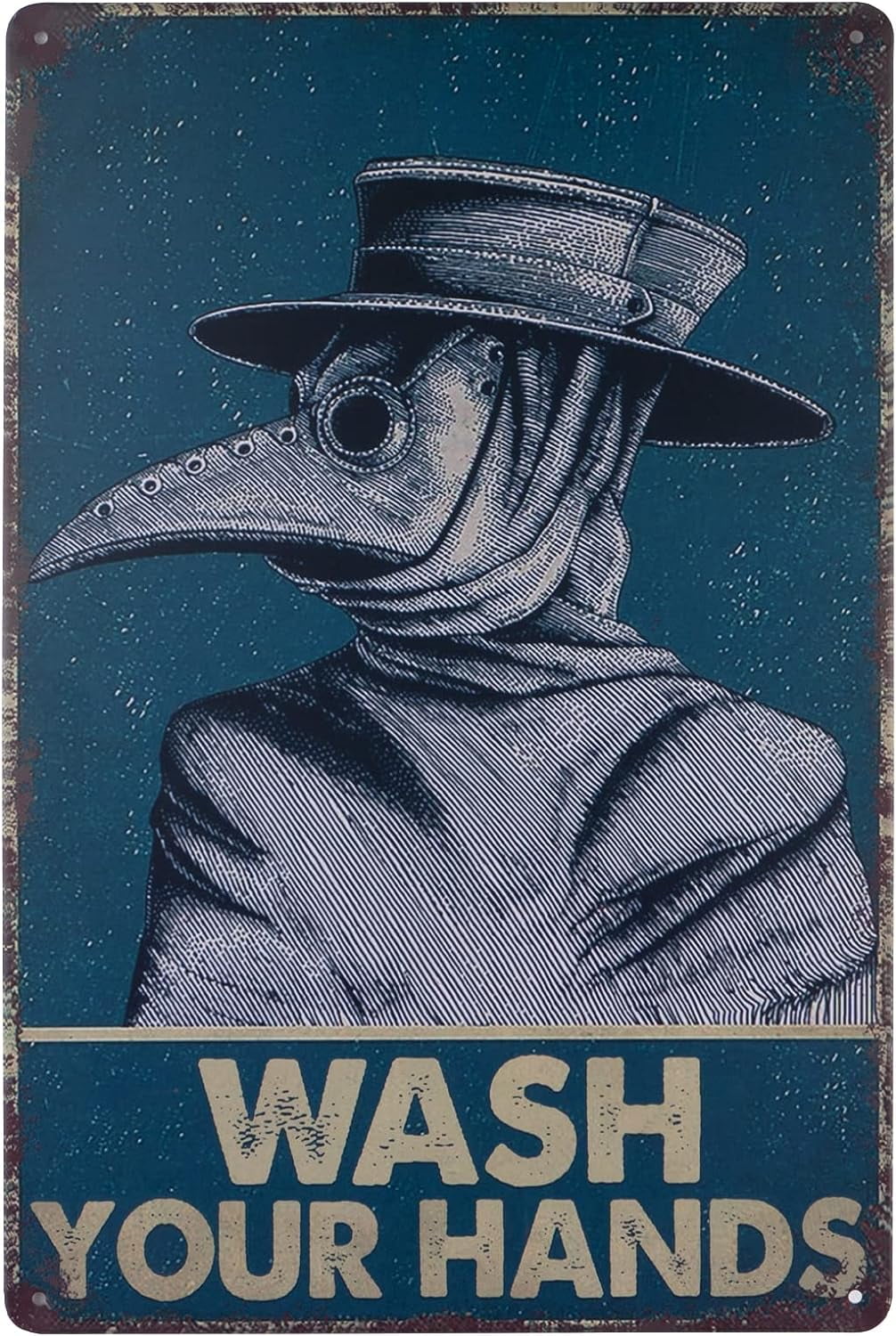Retro Signs Wash Your Hands Vintage Metal Tin Signs Plague Doctor Wall ...