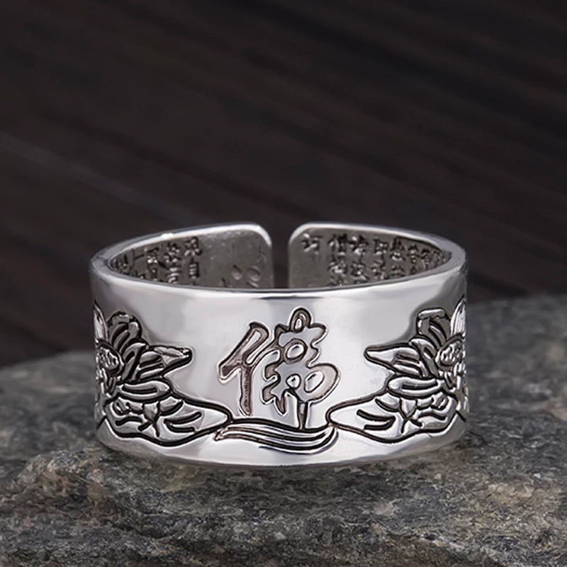 Retro Silver Natal Buddha Ring, Personalized Buddhist Jewelry for Men ...