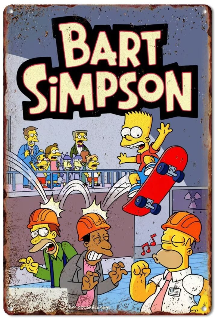 Retro Simpson Metal Tin Sign Bart Simpson Skateboard The Simpsons Decor ...