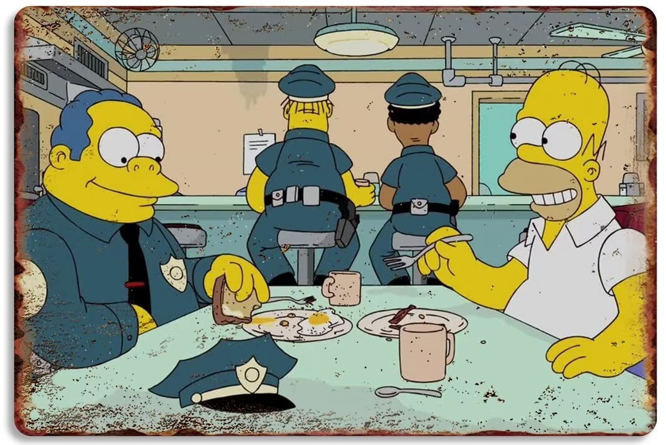 Retro Simpson Metal Tin Sign Mummy Clancy Wiggum Held Donuts Poster ...
