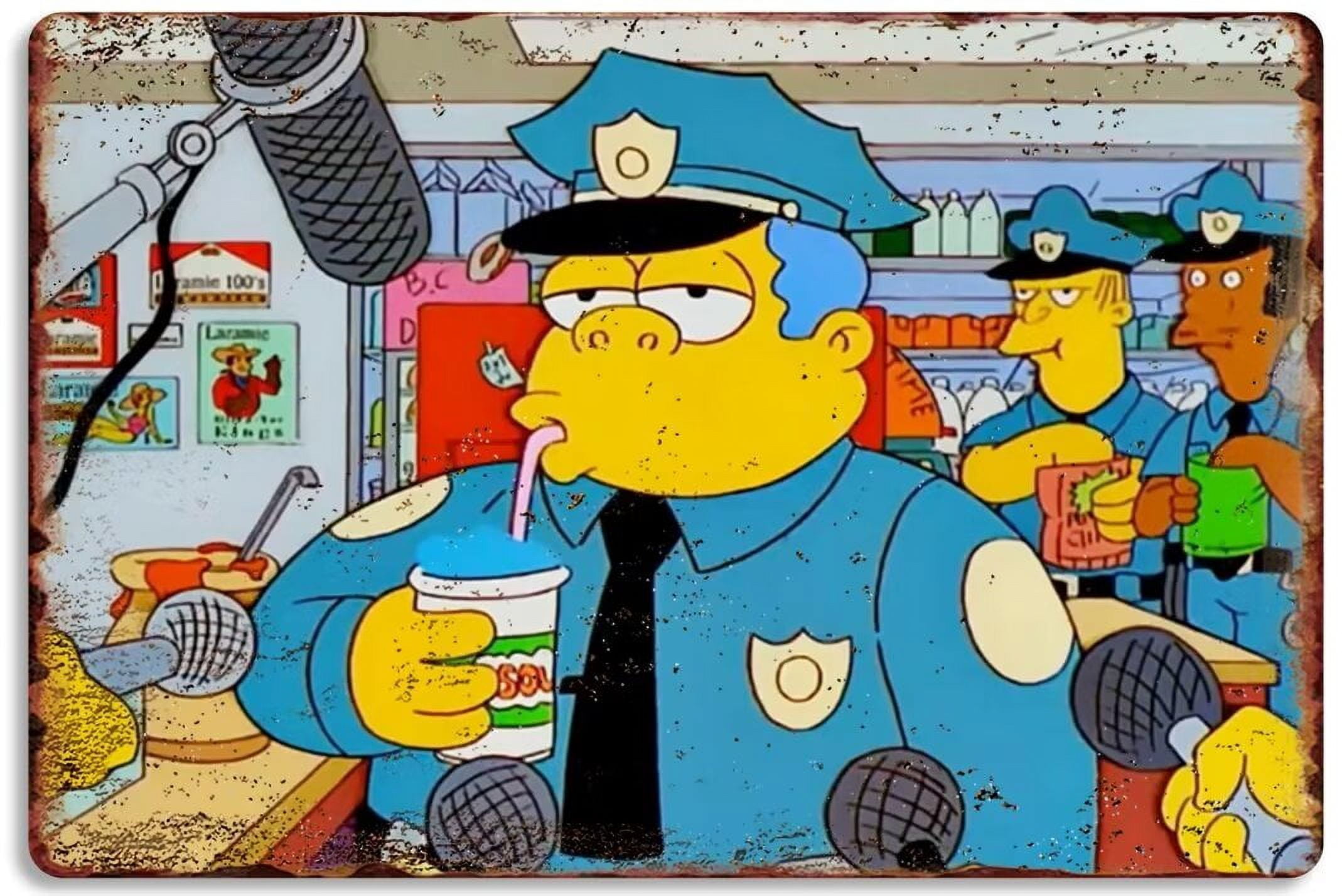 Retro The Simpsons Metal Poster Sheriff Clancy Wiggum Is On A Mission ...