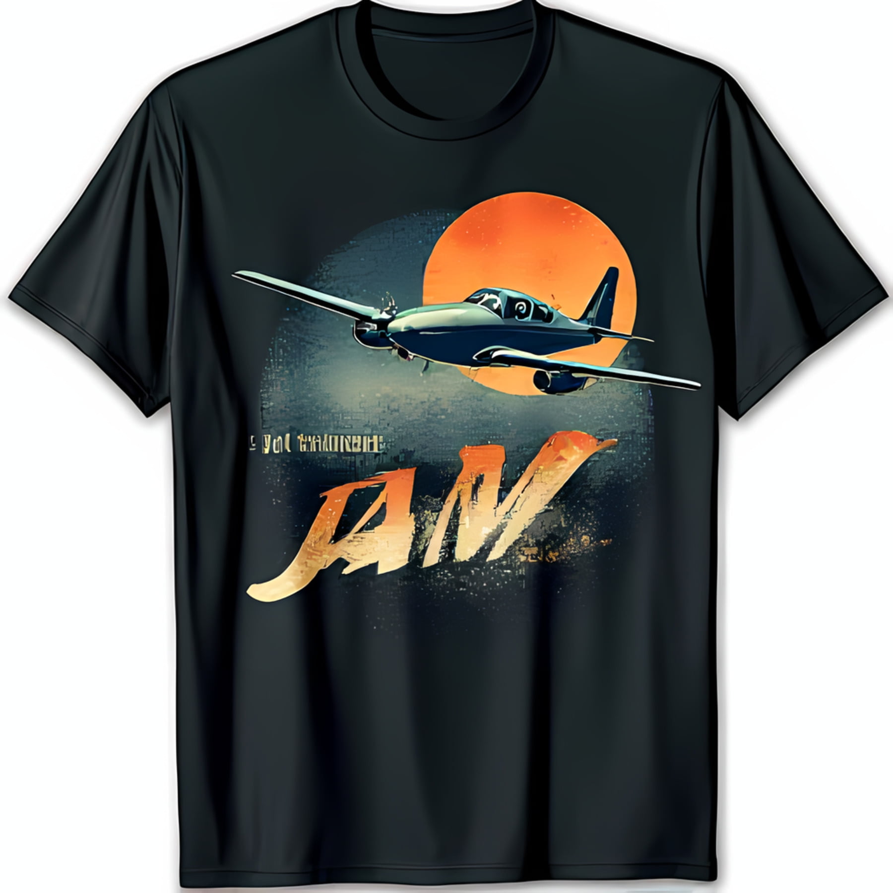 Retro Single Engine Plane T-Shirt Vintage Aviation Graphic with Sunset ...