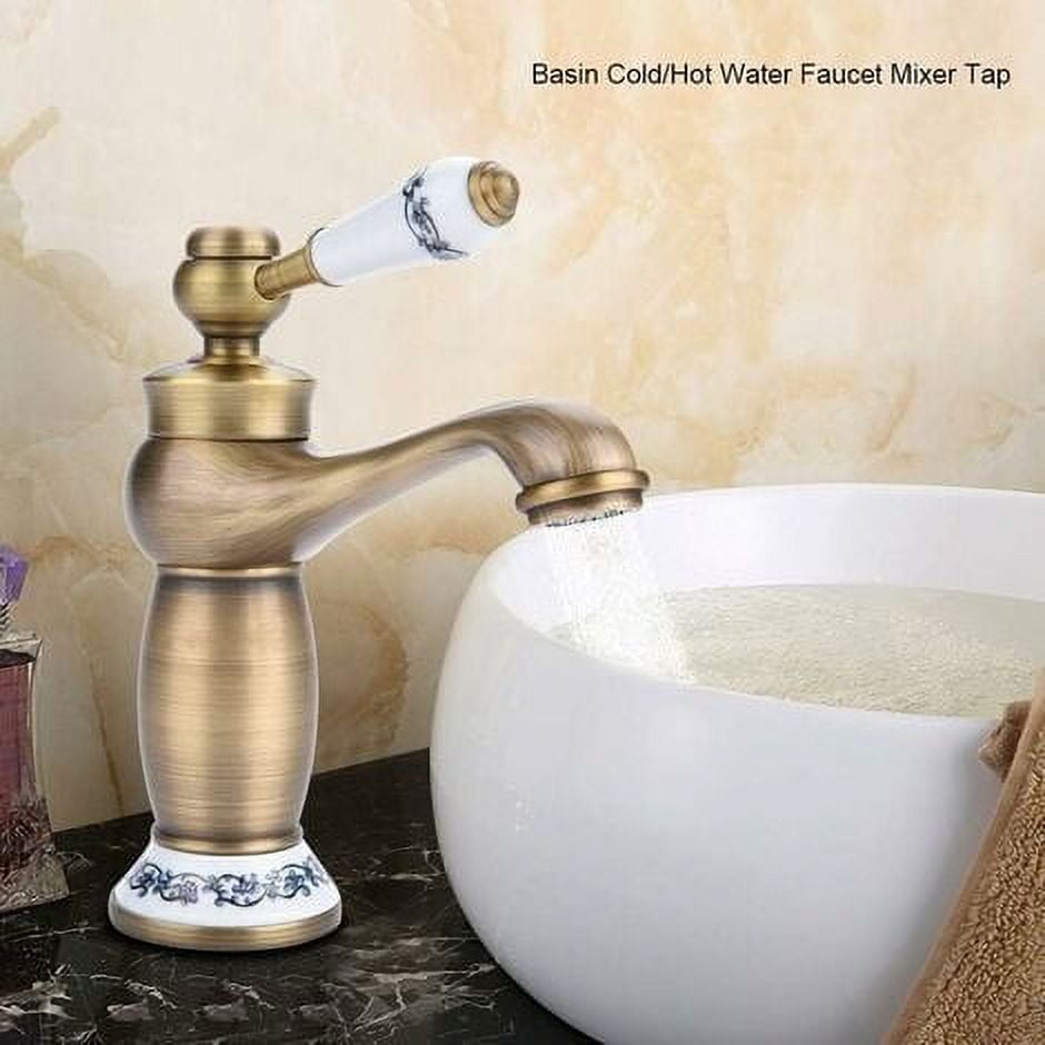 Retro Single Handle Basin Faucet Brass Ceramic Sink Faucet Blue and ...