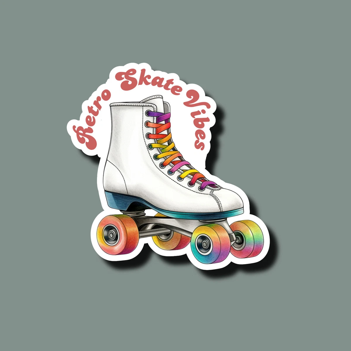 Retro Skate Vibes 70'S Style Roller Skate Sticker Phone Decal Water ...