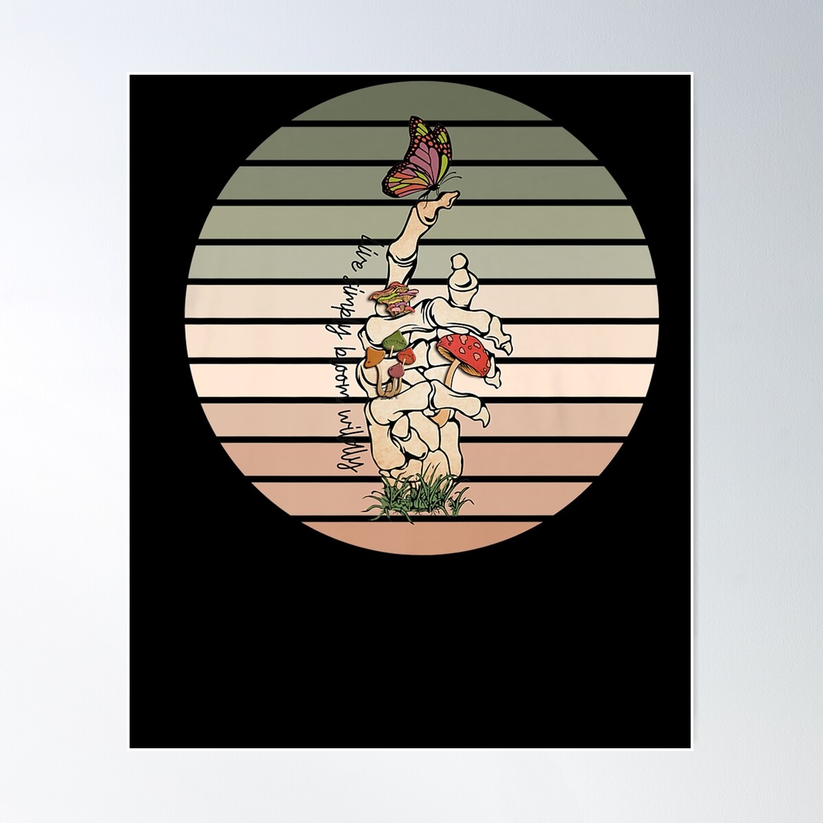 Retro Skeleton Hand Boho Cottagecore Goth Spooky Creepy Cute Poster ...