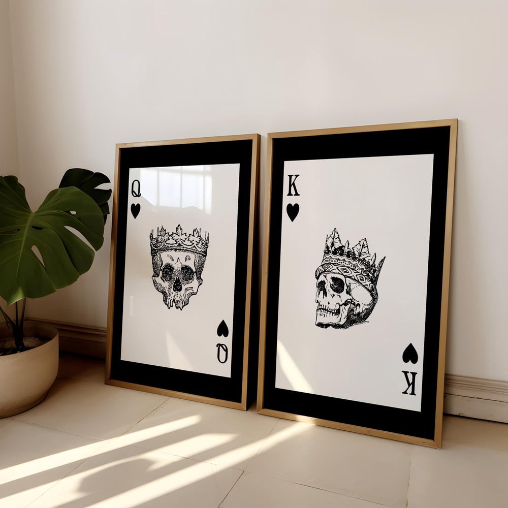 Retro Skull Playing Cards Bar Cart Trendy Wall Art Set Set 2 Unframed ...