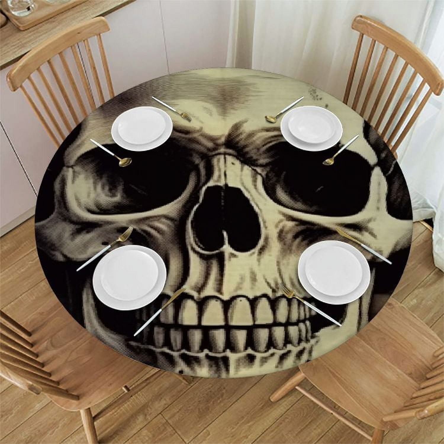 Retro Skull with Edge Floral Table Cloth Tables Table Covers for ...
