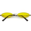 Retro Small Oval Sunglasses Slim Arms Color Tinted Flat Lens 51mm (Gold ...