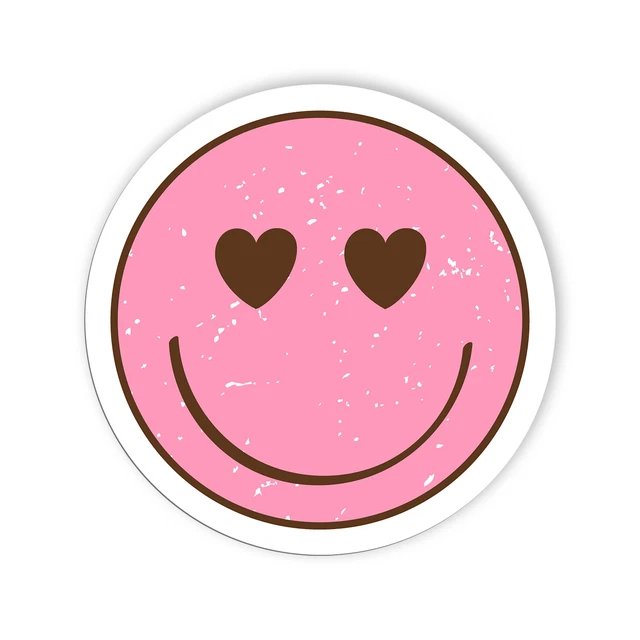 Retro Smile Heart Face Sticker Groovy Hippie Stickers Phone Decal Water ...