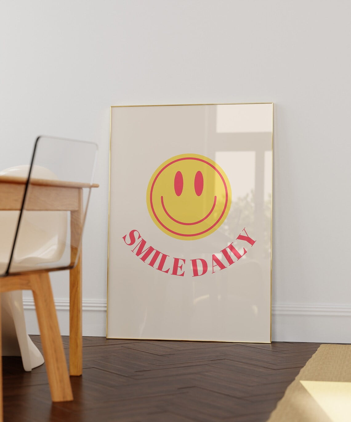 Retro Smiley Art-Positivity Posters-Smile Daily-Wall Art Print-Minimal ...