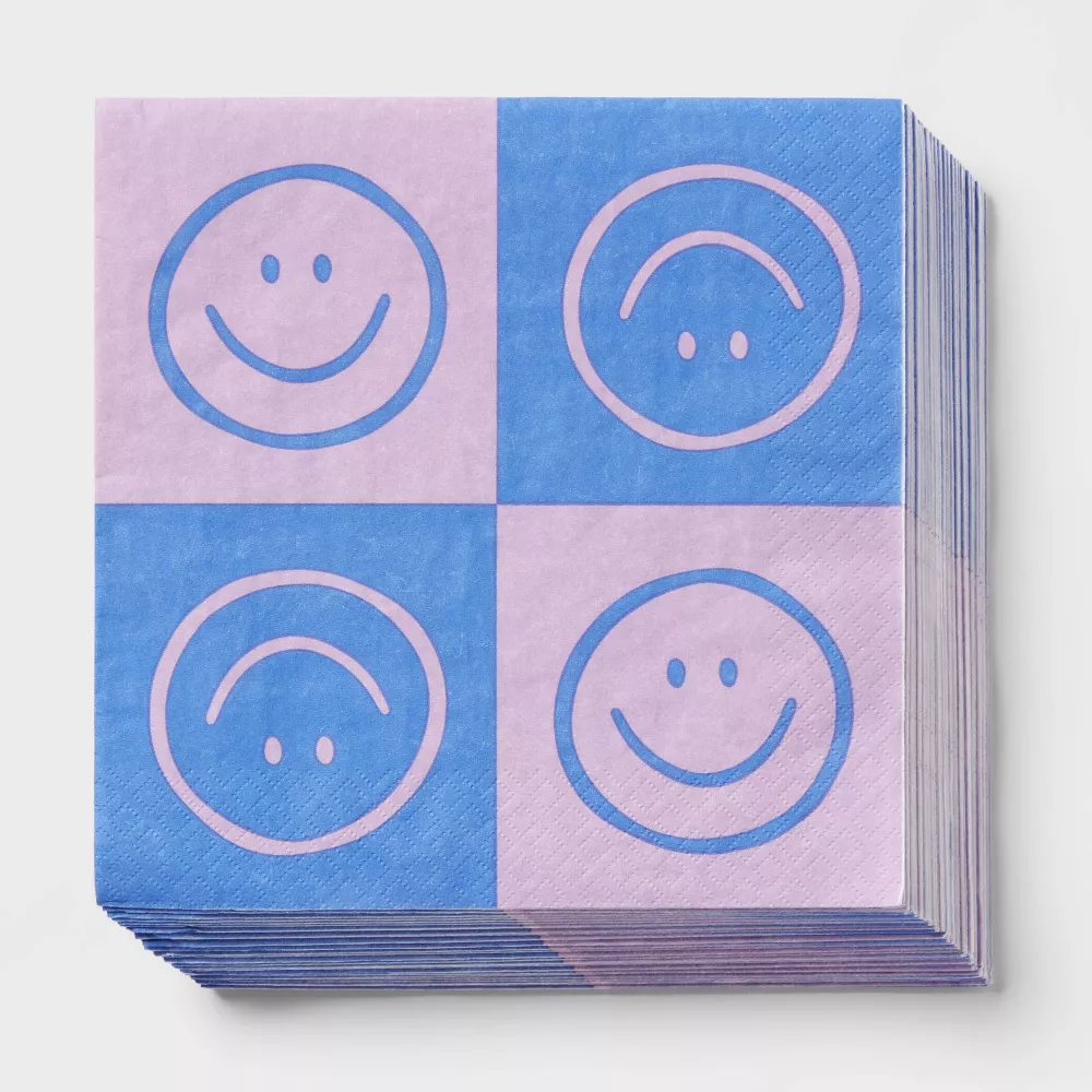 Retro Smiley Face Lunch Napkin 30ct - Walmart.com
