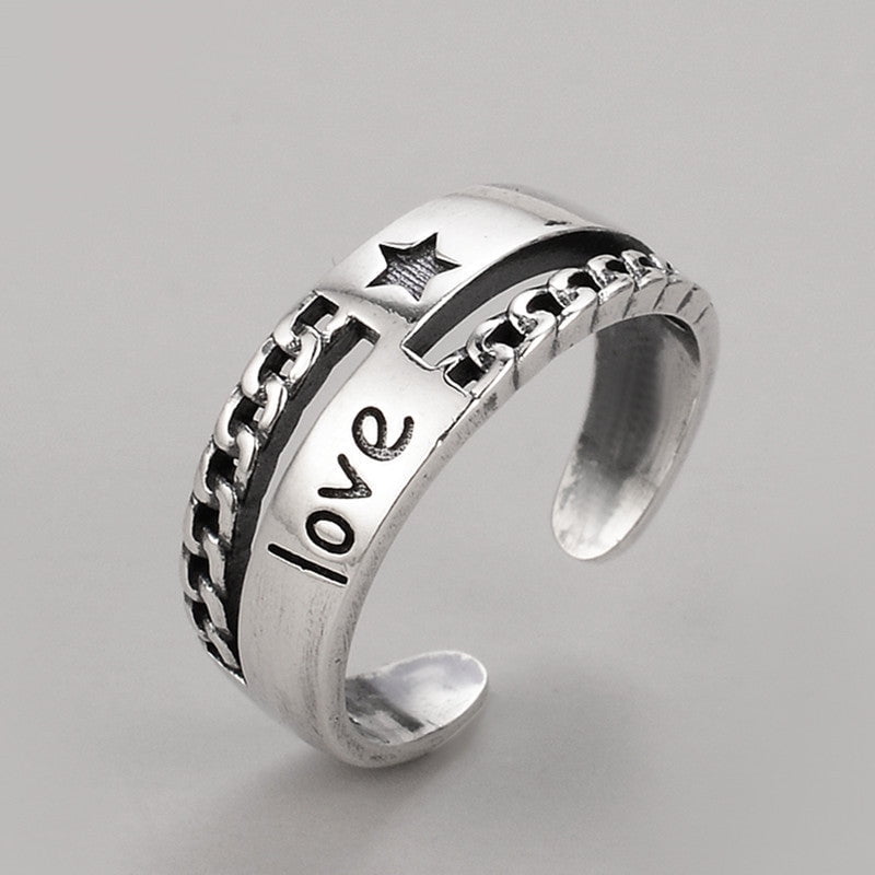 Retro Smiley Face Ring: Adjustable S925 Silver Open Ring, Size 10-18mm, Trendy Y2K Jewelry ...