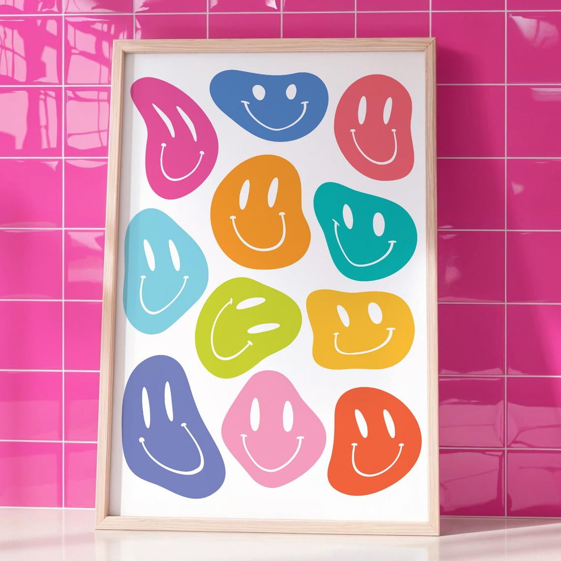 Retro Smiley Print, Rainbow Playroom Wall Art, Kids Smile Print, Kids ...