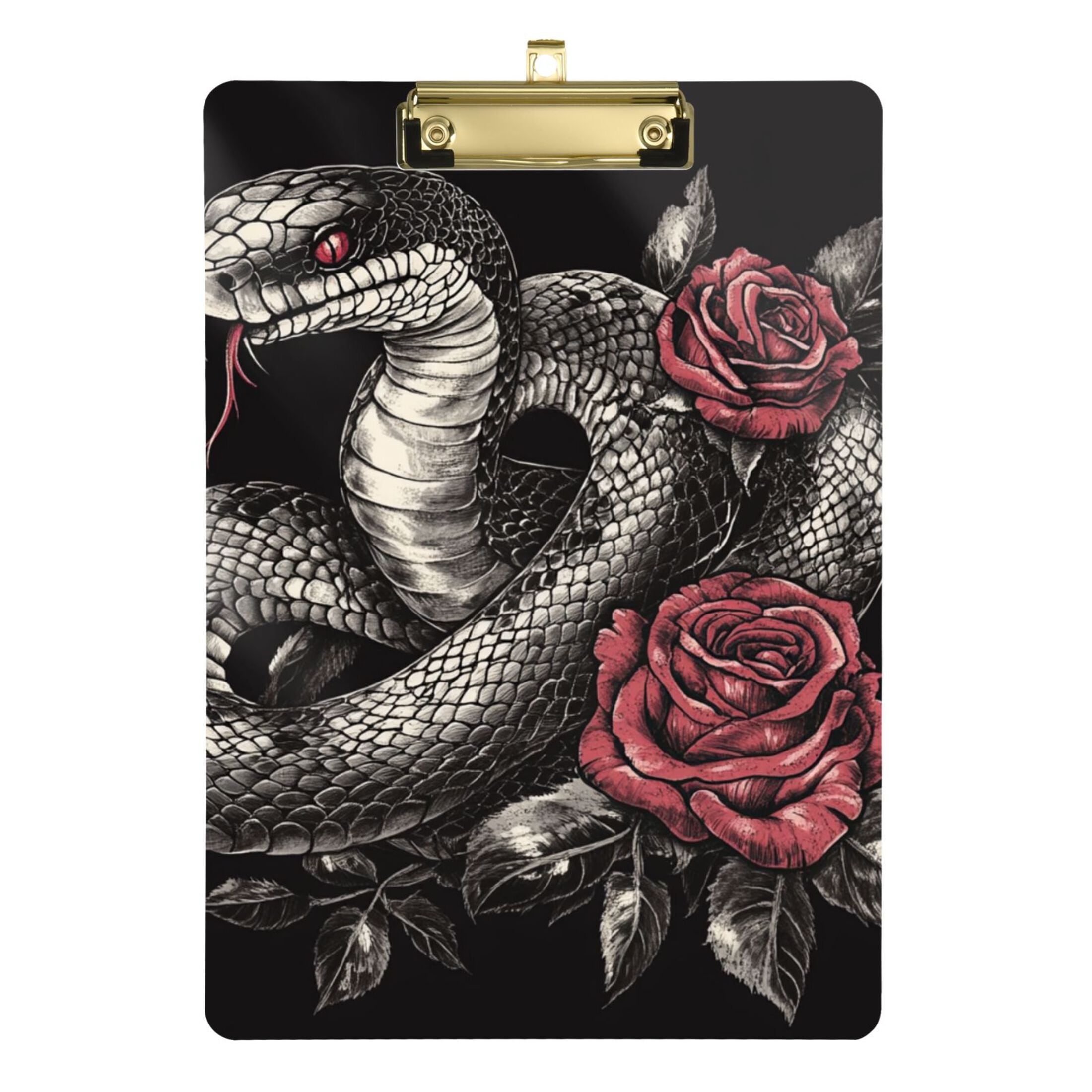 Retro Snake with Roses Acrylic Clipboard Drawing Board Clipboard with ...
