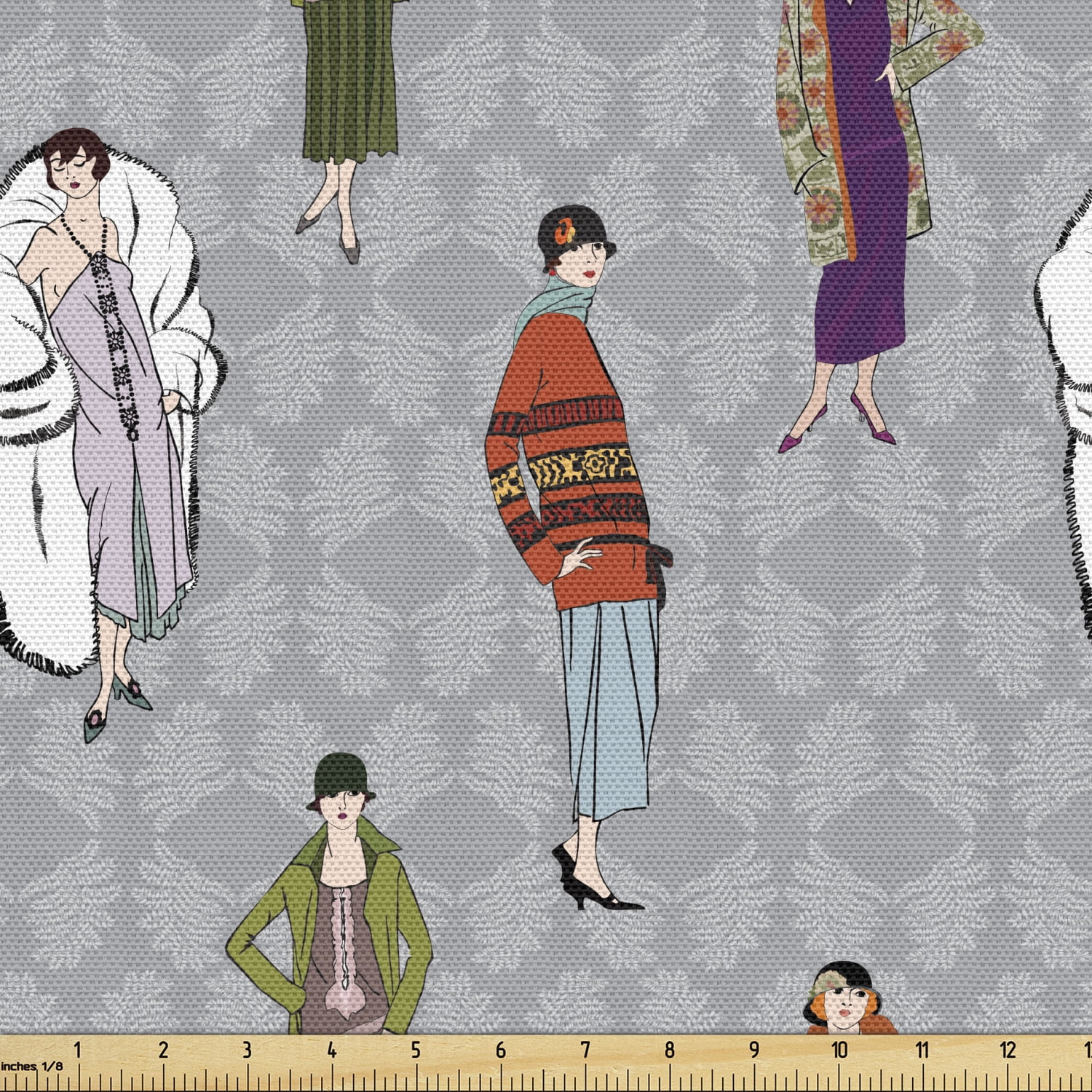 Retro Sofa Upholstery Fabric by the Yard, Flapper Girls 20s Style ...