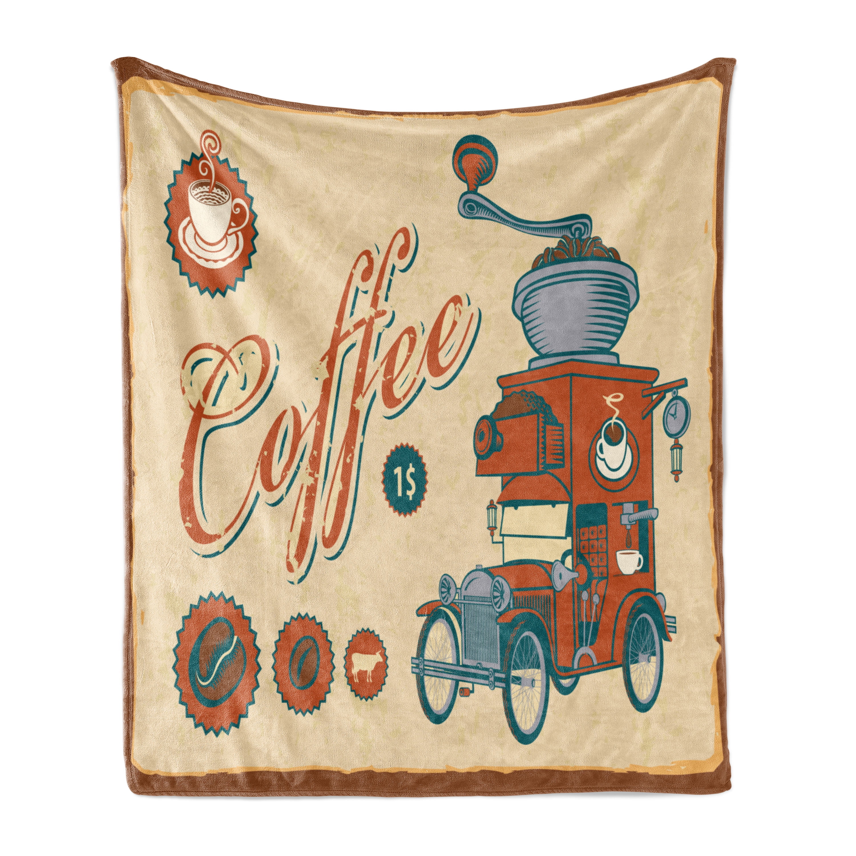 Retro Soft Flannel Fleece Throw Blanket, Commercial Design of Vintage ...