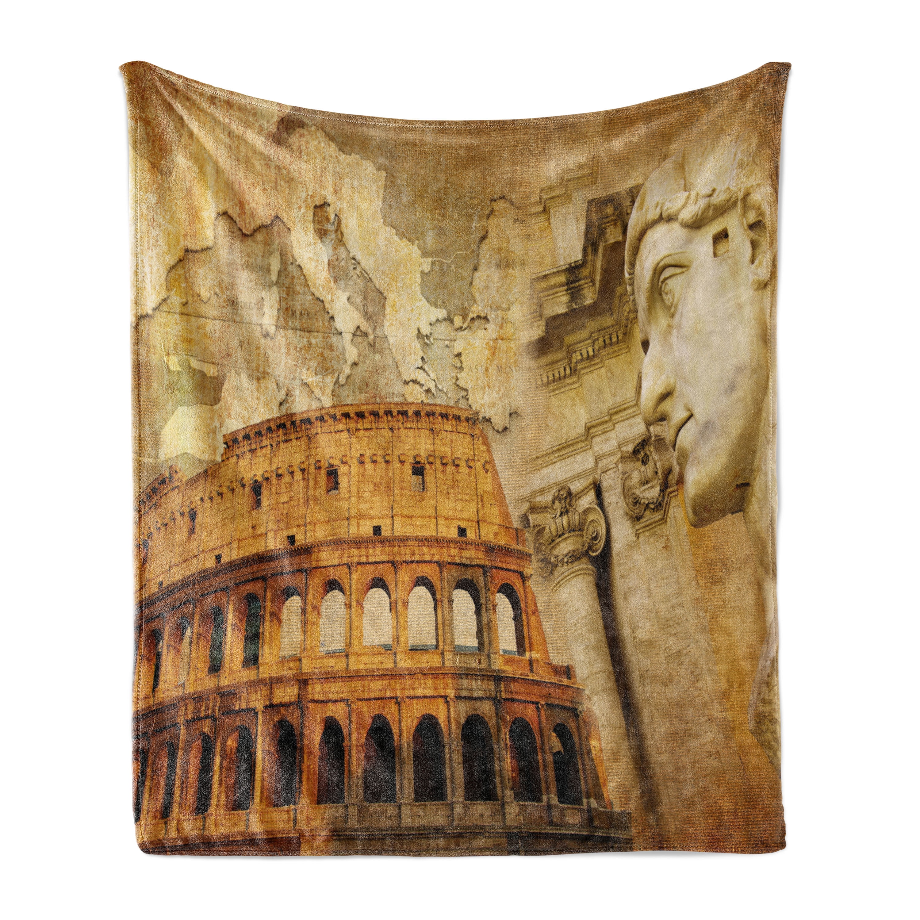 Retro Soft Flannel Fleece Throw Blanket, Roman Empire Concept Famous ...