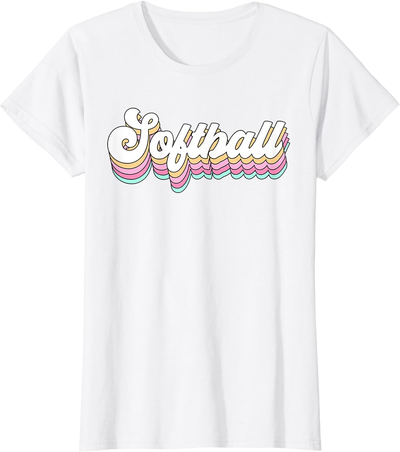 Retro Softball Pastel Letter for Teen Girls Women Aesthetic T-Shirt ...