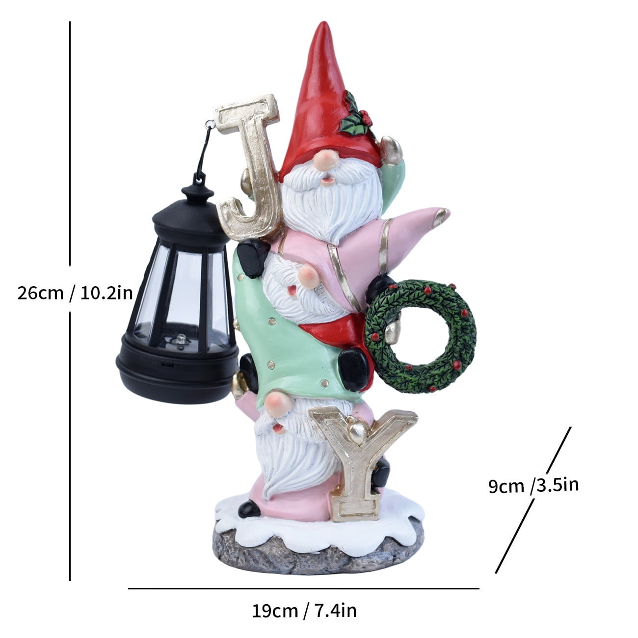 Retro Solar Powered Street Lamp-Shaped Statue, Cute and Warm Gnome ...