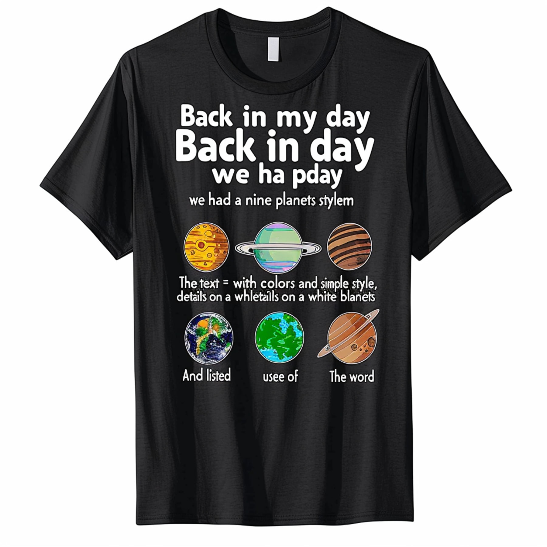 Retro Solar System Planets Vector Art Black TShirt Nostalgic Design ...