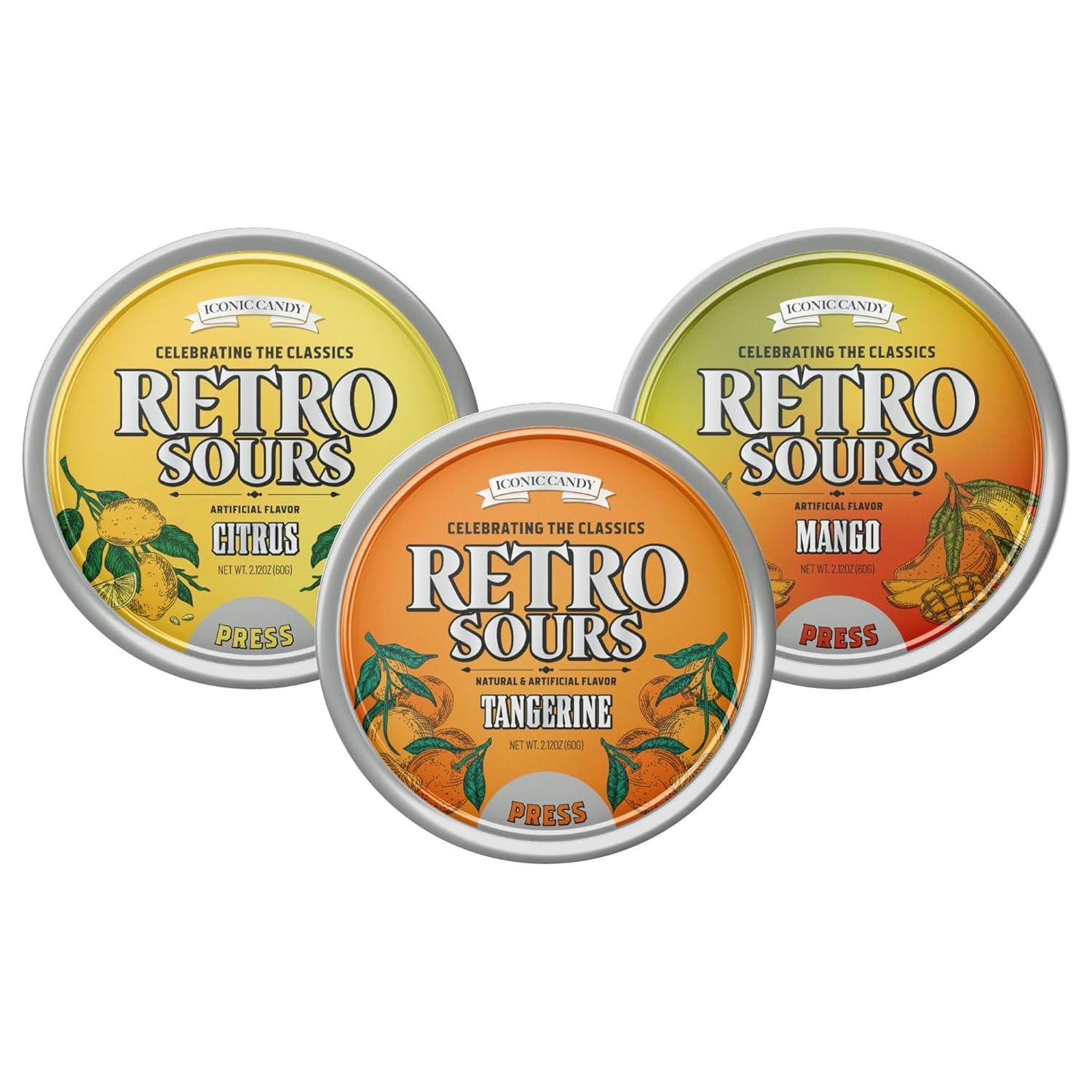 Retro Sours - Hard BCF26 Tangy Old Fashion Candy in Citrus, Mango ...