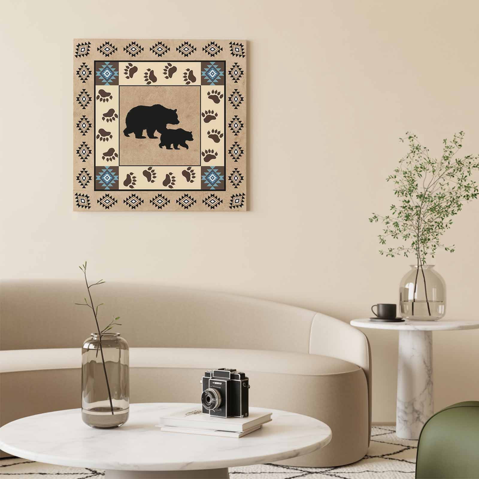 Retro Southwest Bear Canvas Print Wall Art Classic Brown Retro Art Wall ...