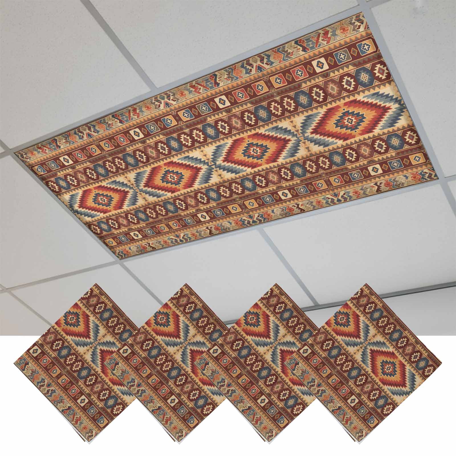 Retro Southwest Magnetic Fluorescent Light Covers for Ceiling Lights ...