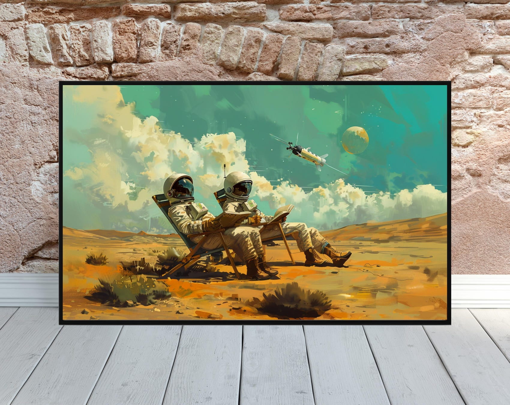 Retro Space Art Astronaut Retro Space Print Wall Decor Scifi Home Decor ...
