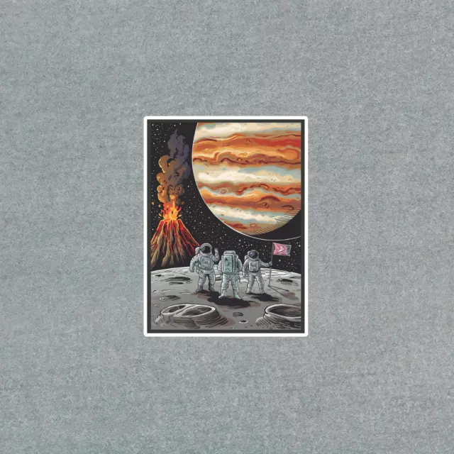 Retro Space Astronauts Exploring Jupiter Vinyl Sticker Decalphone Decal ...