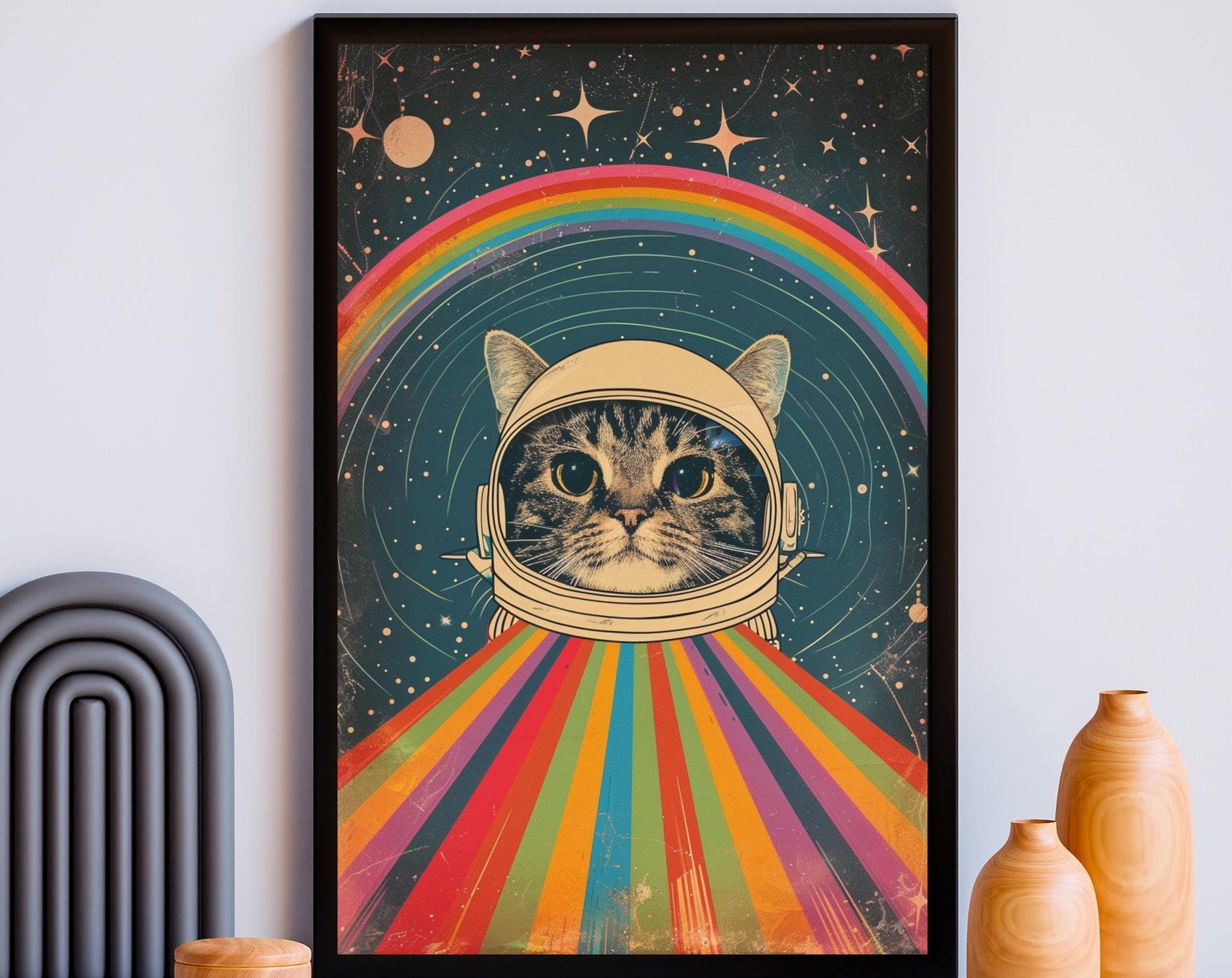 Retro Space Cat Poster Starring Cat Space Poster Vintage Scifi Poster ...