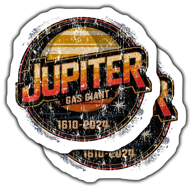Retro Space Sticker, Vintage Jupiter Gas Giant Decal Set, Sci-Fi Planet ...