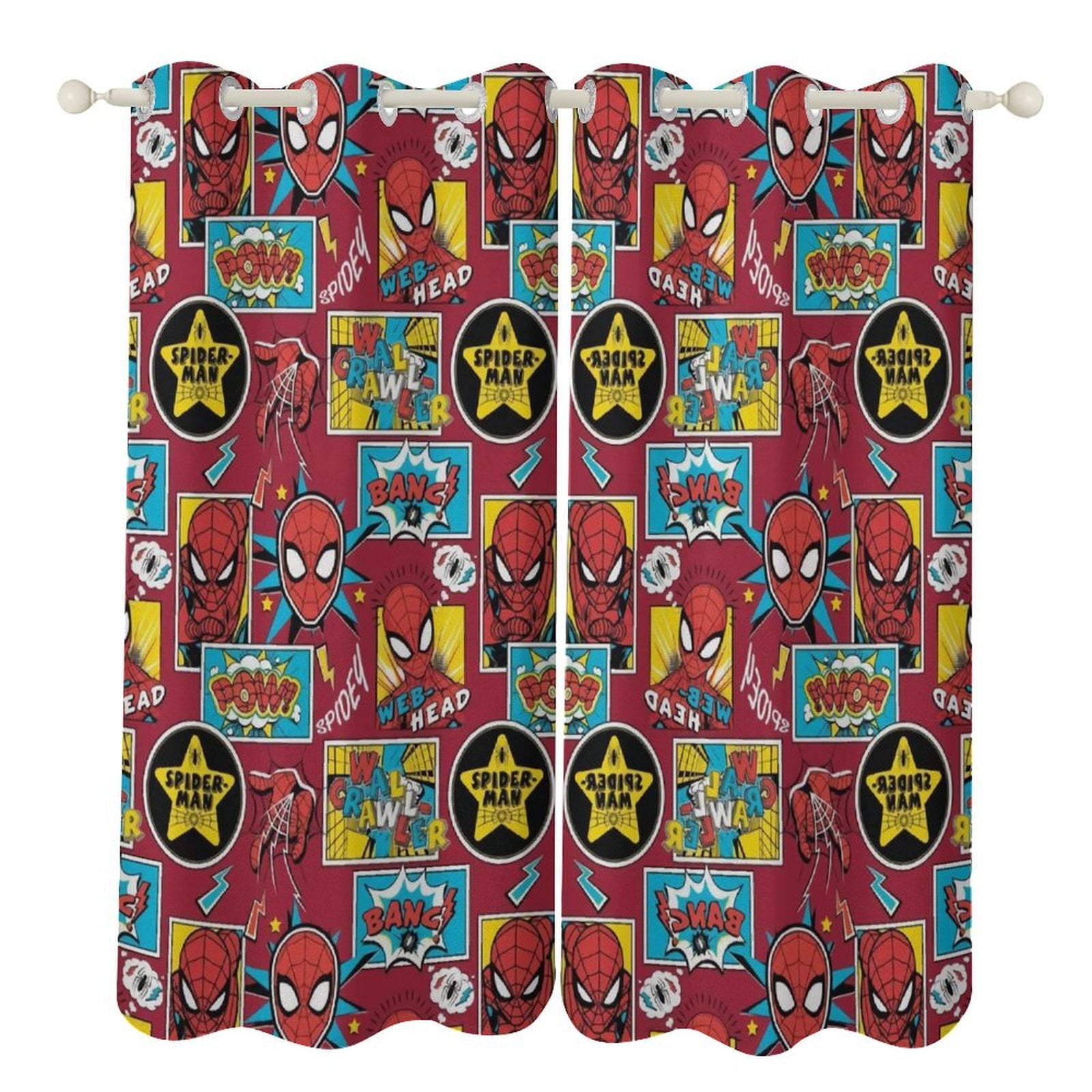 Retro Spider-Man Curtains 84 inch,2 Panels Set,100% Blackout Curtain ...