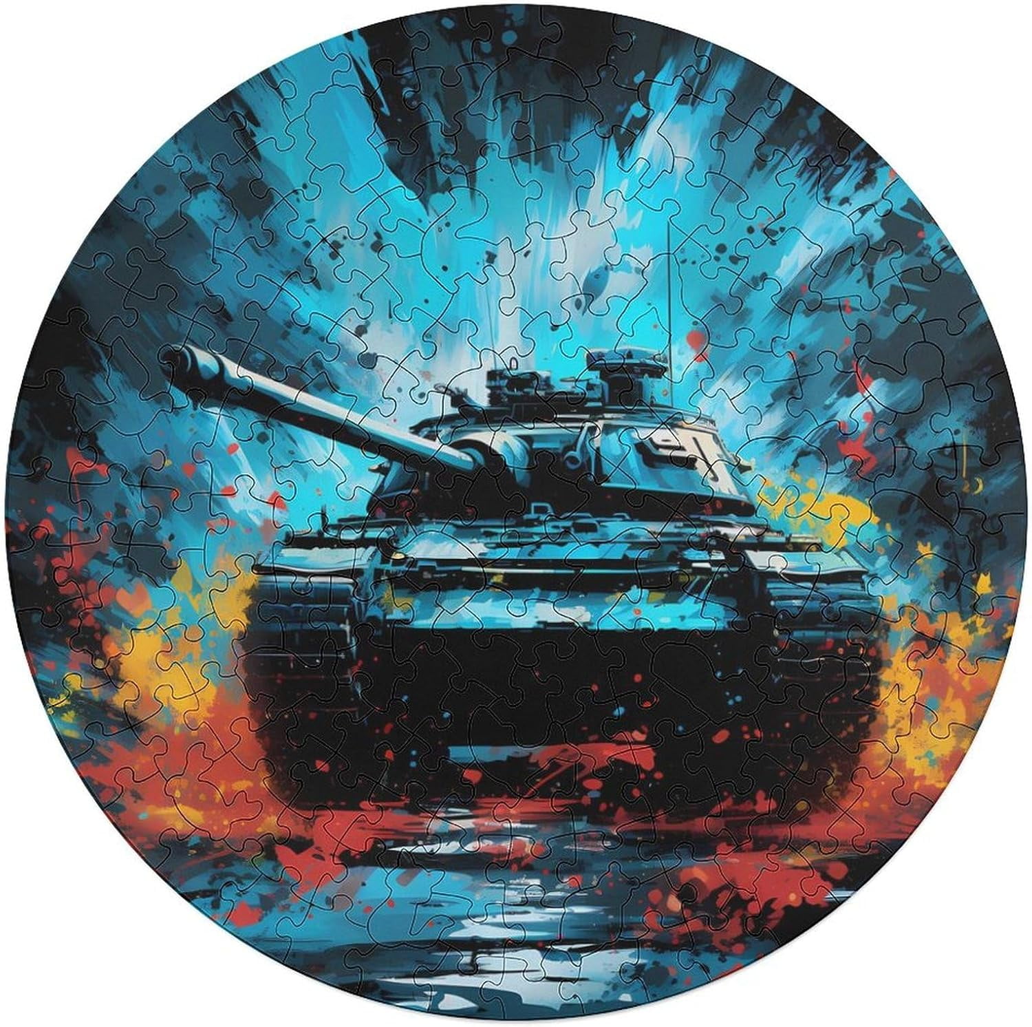 Retro Splash Art Tank Animal Shaped Jigsaw Puzzles Cute Wooden Puzzle ...