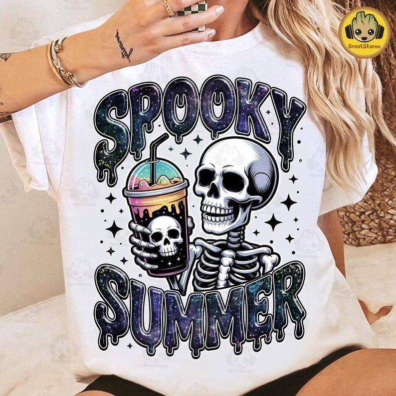 Retro Spooky Summer Png, Summer Vibes Skeleton Png, Halloween Horror ...