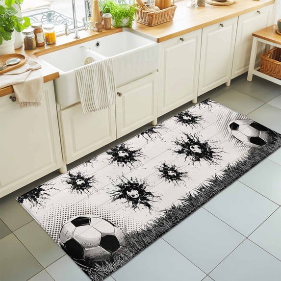 Retro Sport Football Grassland Rectangle Area Rug 2x6ft,Living Room Rug ...
