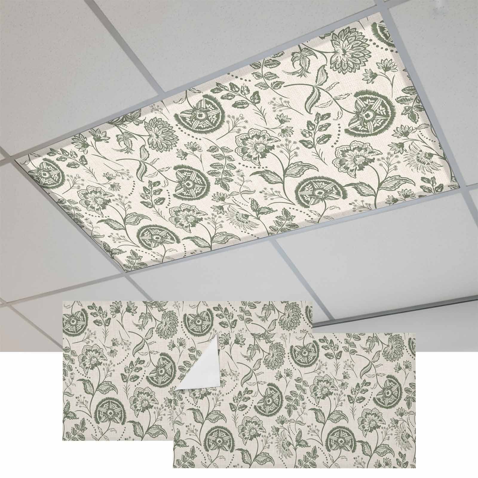 Retro Spring Floral Magnetic Fluorescent Light Covers for Ceiling ...