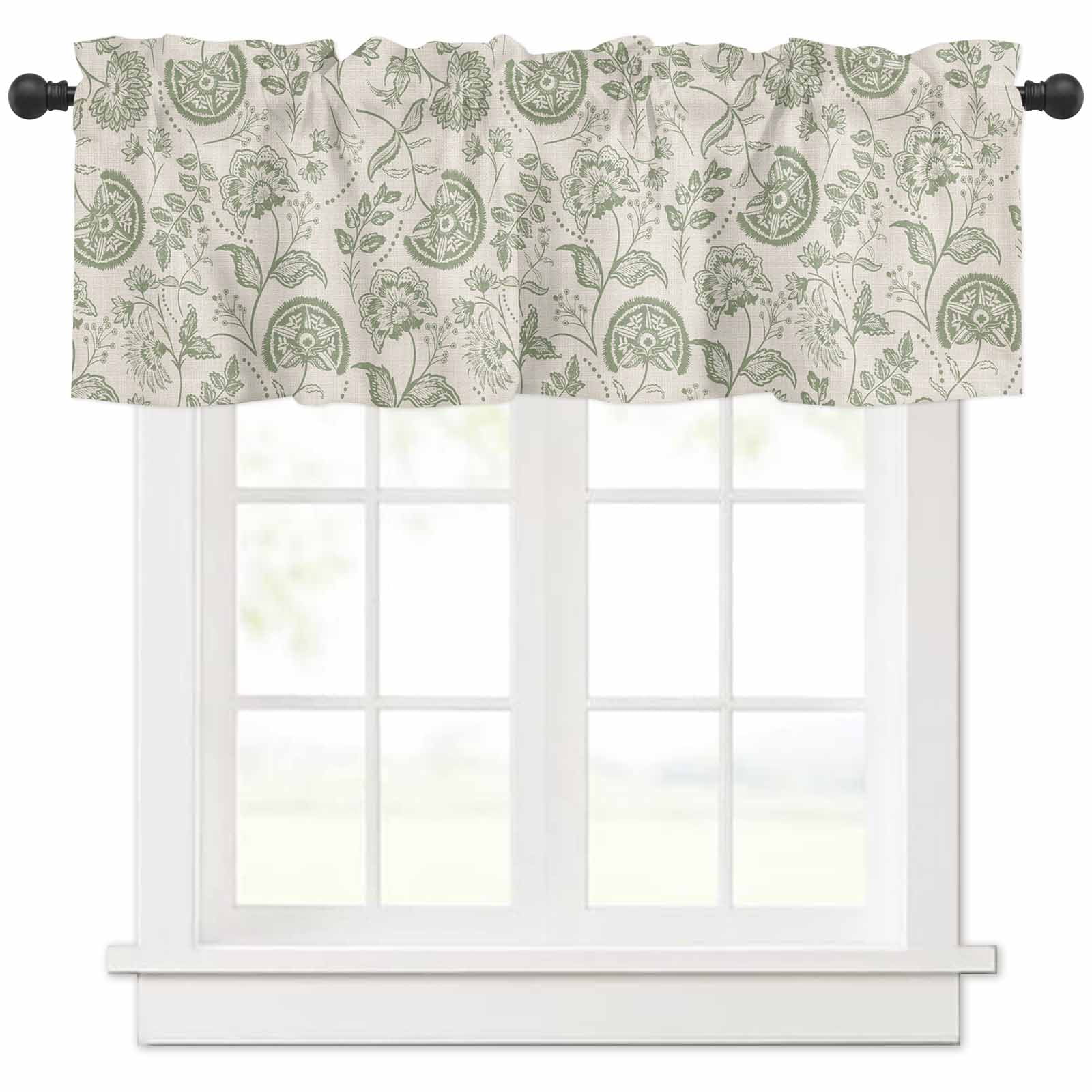 Retro Spring Floral Valances for Windows Farmhouse Kitchen Curtains ...