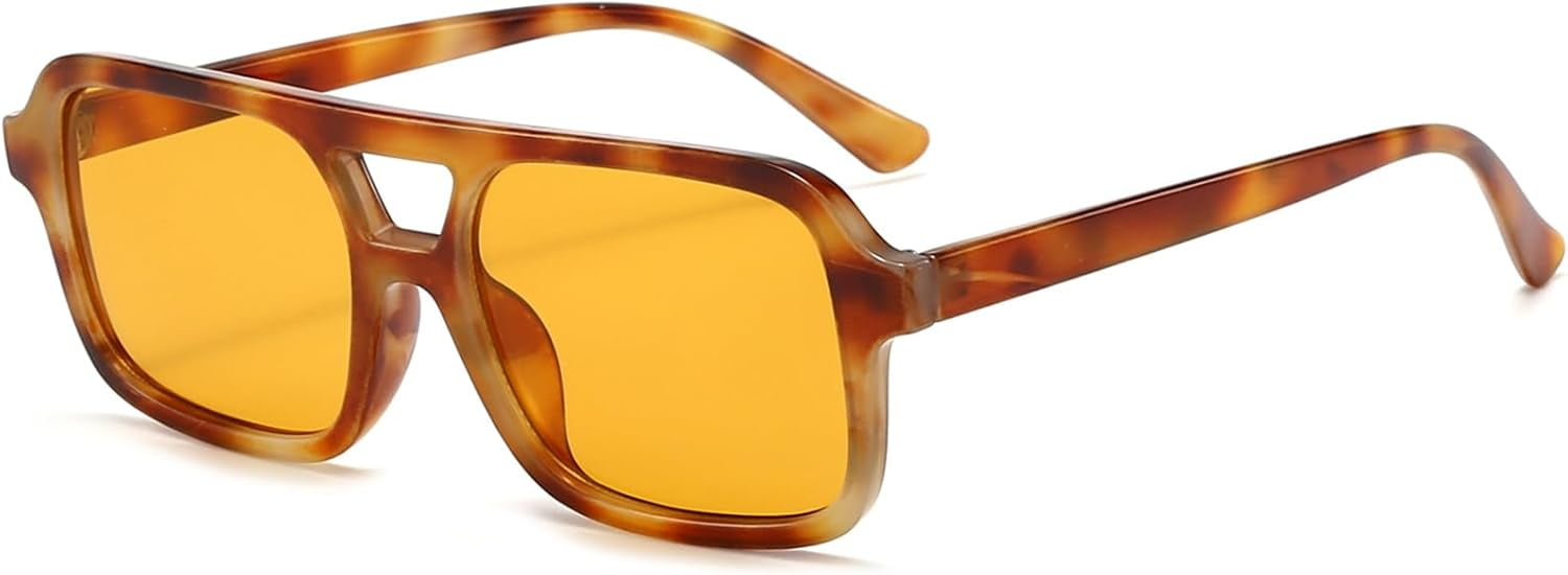 Retro Square Aviator Sunglasses for Women Men 70s Tinted Square Aviator ...