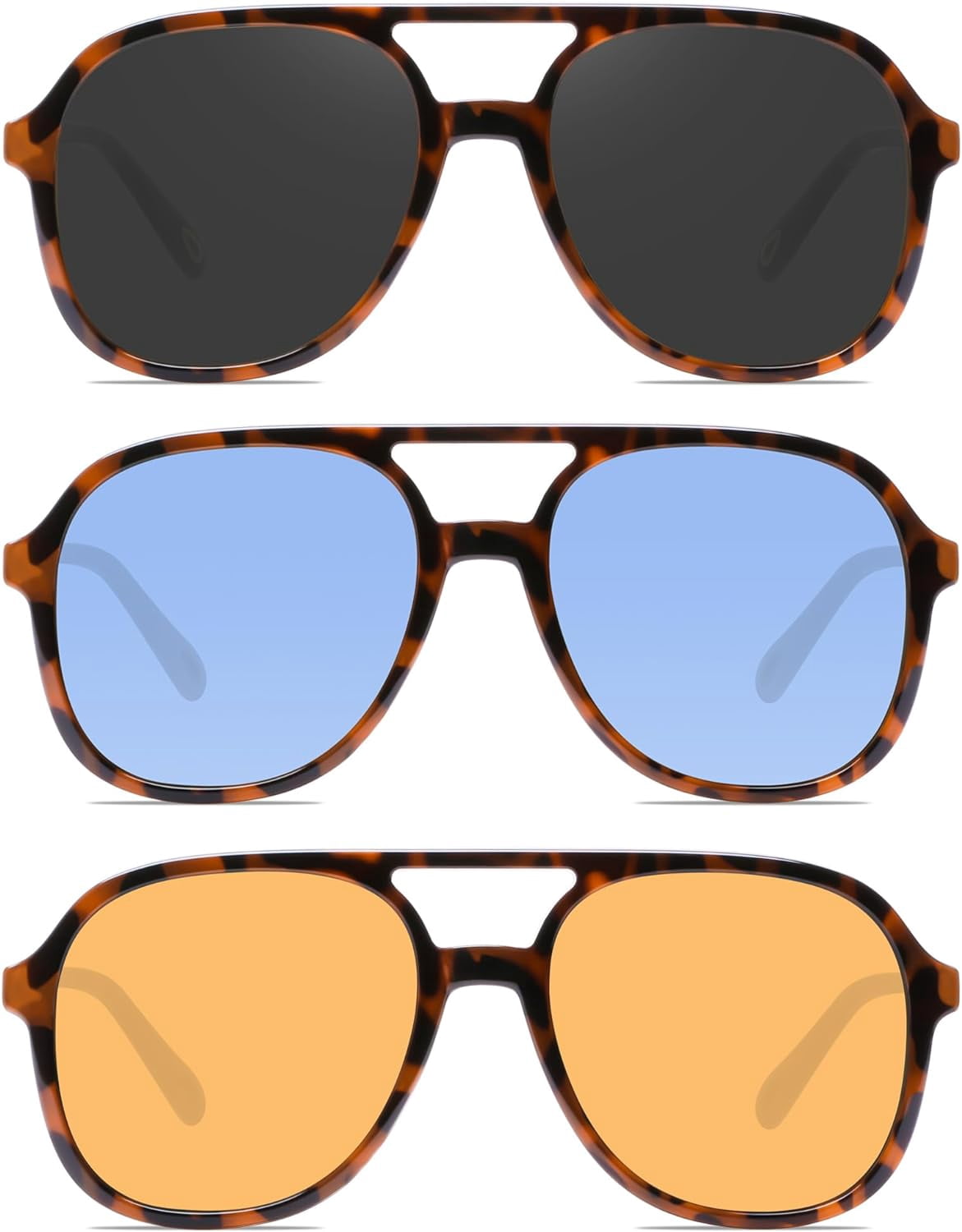 Retro Square Aviator Sunglasses for Womens Mens Vintage 70s Double ...